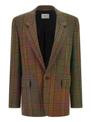 Saint Laurent Prince Of Wales Check Blazer - Brown