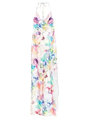 ROSERRY Floral-print Halterneck Maxi Dress - White