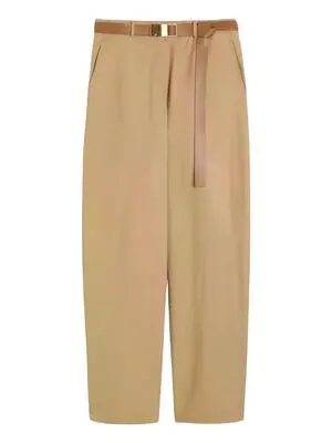 Max Mara Belted Cotton Trousers - Neutrals