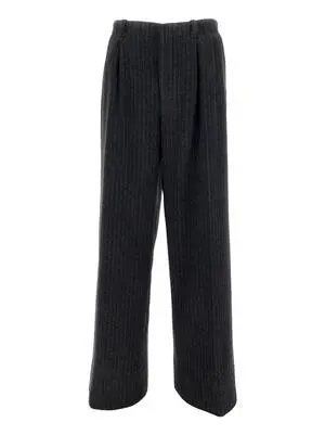 DURAZZI MILANO Pinstripe Pleated Trousers - Black