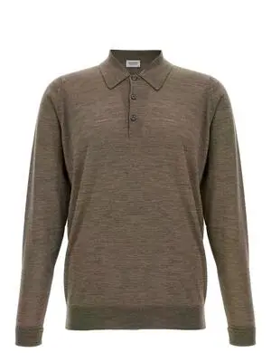 John Smedley Polo Neck Merino Wool Sweater - Brown