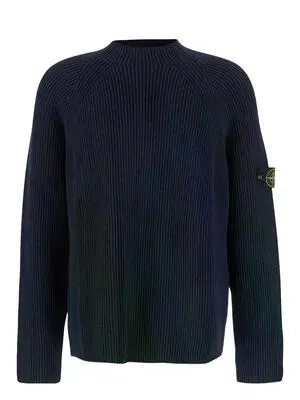 Stone Island Ribbed-knit Sweater - Blue