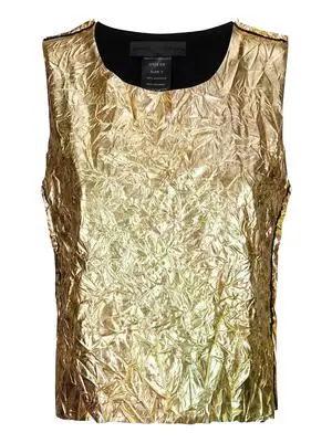 MARIA CALDERARA Metallic-effect Crumpled Top - Gold