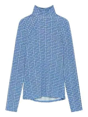 Malìparmi Geometric-pattern Turtleneck T-shirt - Blue