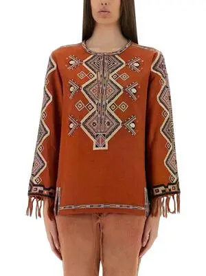 Isabel Marant Zelda Embroidered Top - Brown