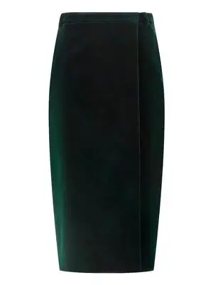Saint Laurent Velvet Midi Skirt - Green