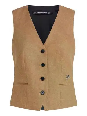 Karl Lagerfeld Flannel Button-fastening Belted Waistcoat - Brown