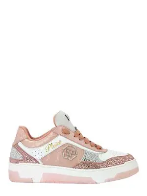 Philipp Plein Crystal-embellished Leather Sneakers - Pink