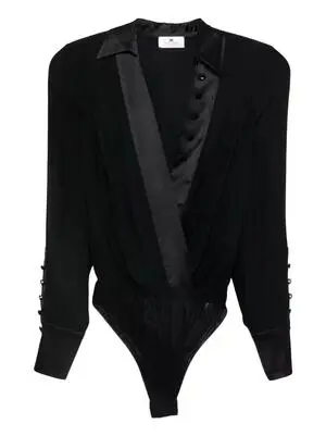 Elisabetta Franchi Panelled Button-cuff Bodysuit - Black