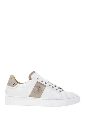 BILLIONAIRE Crocodile-effect Leather Sneakers - White