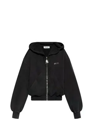 Attico Cotton Front-zip Hoodie - Black
