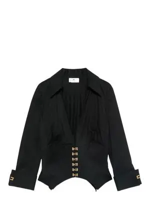Elisabetta Franchi V-neck Blouse With Gold-tone Hardware - Black