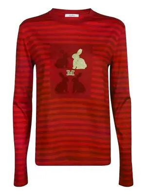 Max Mara Rabbit-motif Striped T-shirt - Red