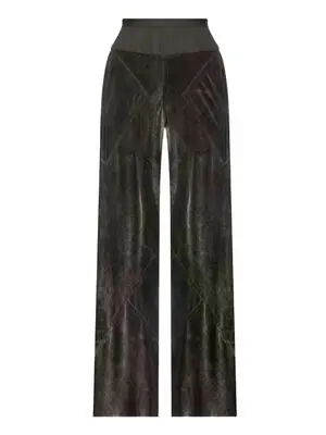 Rick Owens Ribbed-waistband Velvet Trousers - Grey