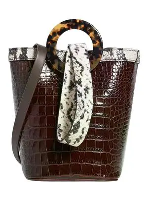 NICO GIANI Aurora Bucket Bag With Crocodile And Snake Effect Details - Brown