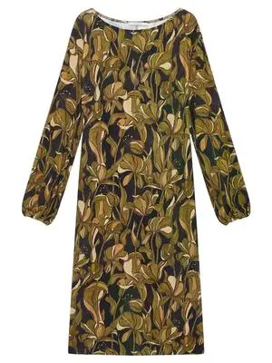 Malìparmi Floral-pattern Long-sleeve Midi Dress - Green