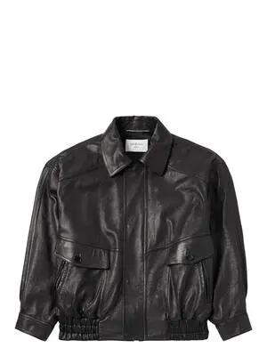 Saint Laurent Full-grain Leather Bomber Jacket - Black