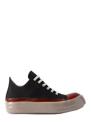 Rick Owens Lacquered-denim Low-top Sneakers - Black