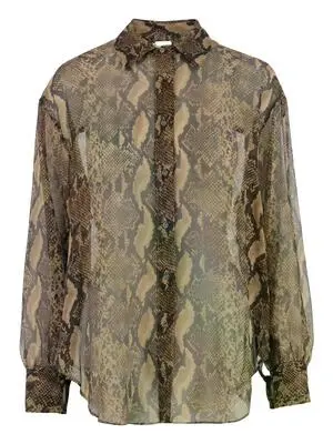 Aspesi Python-print Buttoned Shirt - Brown