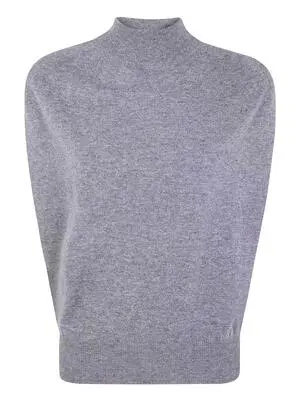 SEMICOUTURE High-neck Sleeveless Top - Grey
