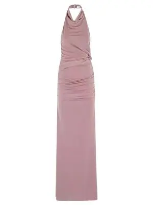 Andamane Halterneck Draped Maxi Dress - Pink