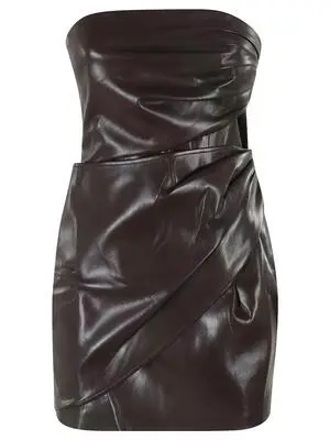 Andamane Draped Mini Dress - Brown