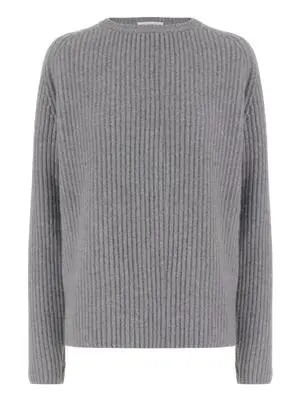 OLIVER LATTUGHI Ribbed Knit Crew-neck Sweater - Grey