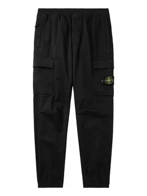 Stone Island Tapered Cotton-blend Trousers - Black