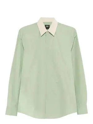 Fendi Poplin Contrast-collar Shirt - Green