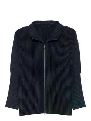 Issey Miyake Pleated Zip-front Shirt Jacket - Blue