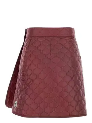 Moncler Quilted Mini Skirt With Rubberized Logo - Red