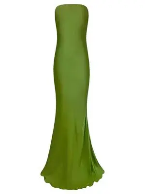 Alejandra Alonso Rojas Bow-detail Strapless Gown - Green