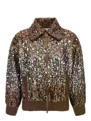 Brunello Cucinelli Sequin-embellished Cardigan - Brown