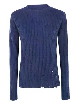 UMA WANG Ribbed Frayed Sweater - Blue