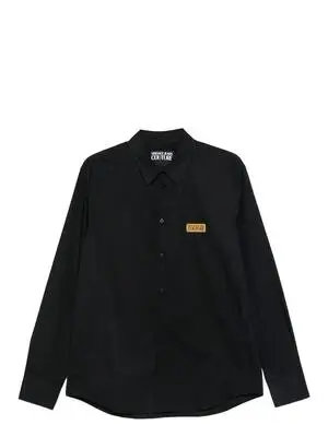 Versace Logo-plaque Cotton Shirt - Black