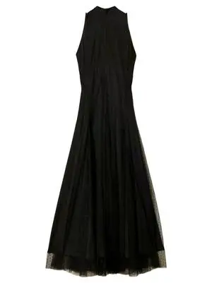 TWINSET Sleeveless Tulle Maxi Dress - Black