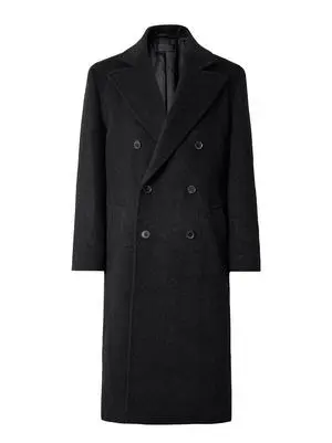 NILI LOTAN Bennett Double-breasted Brushed-wool Coat - Black
