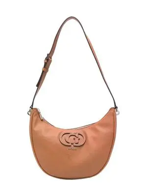 Guess Logo-plaque Crescent Shoulder Bag - Brown