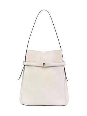 TOTEME Belted Suede Bucket Bag - Grey
