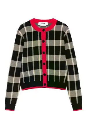MSGM Checked Cardigan - Black