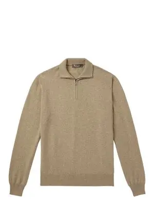 Loro Piana Slim-Fit Baby Cashmere Half-Zip Sweater Brown