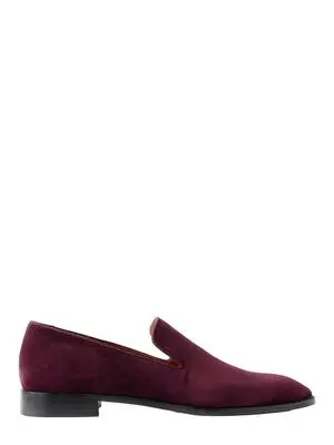 CHRISTIAN LOUBOUTIN Danny Flex Grosgrain-trimmed Suede Loafers - Burgundy