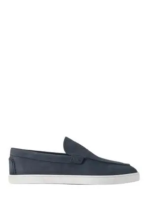 CHRISTIAN LOUBOUTIN Moonboat Logo-embossed Nubuck Loafers - Blue