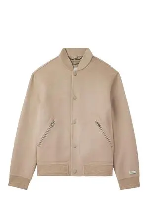 Canali Layered Wool And Cashmere-blend Bomber Jacket - Neutrals
