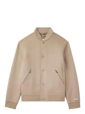 Canali Layered Wool And Cashmere-blend Bomber Jacket - Neutrals