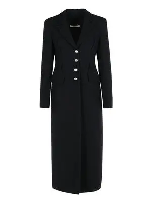 Alessandra Rich Virgin Wool-blend Coat - Black