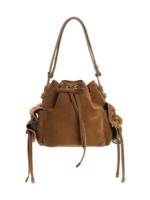 Acne Studios Mini Multipocket Suede Bucket Bag - Cognac Brown