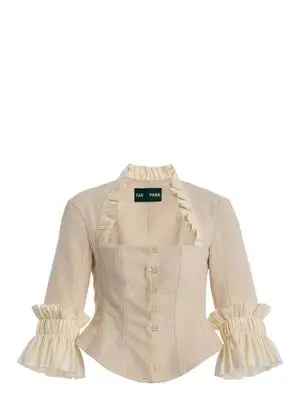TAE PARK Versailles Ruffled Cotton-canvas Top - Ivory
