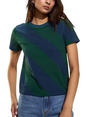 Cynthia Rowley Diagonal Stripe Tee Green/navy