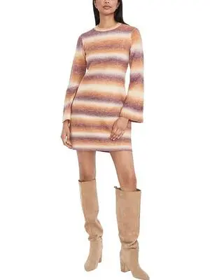 THE GOOD JOURNEY Colorblocked Sweater Dress - Wine/rust